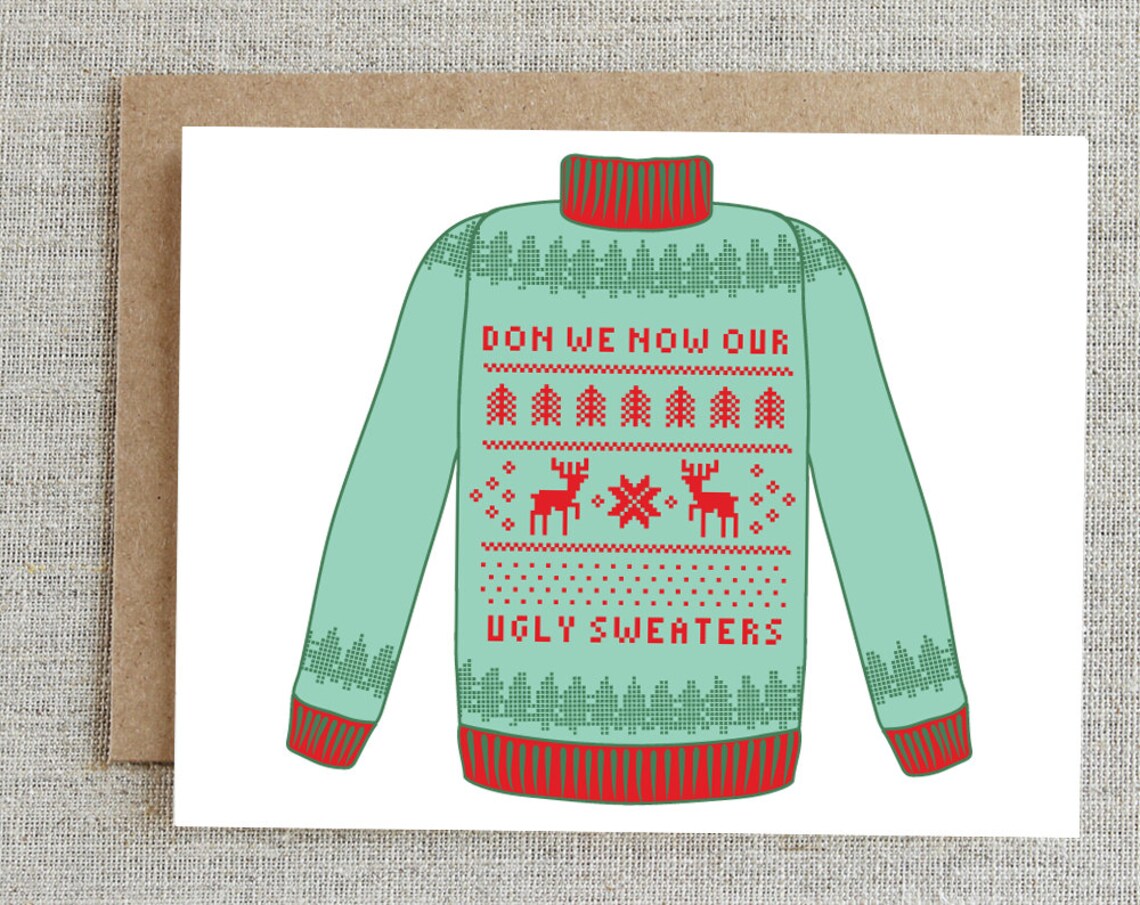 Ugly Sweater Holiday Card Funny Christmas Card Funny Holiday Etsy ugly-sweater-holiday-card-funny-christmas-card-funny-holiday-etsy
