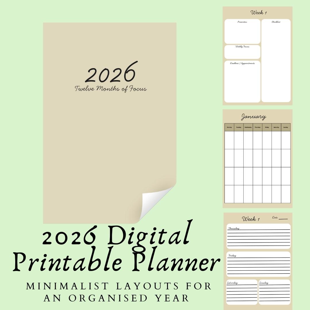 2026 Planner Printable | Minimalist Daily, Weekly, Monthly (PDF A4/a5 ...