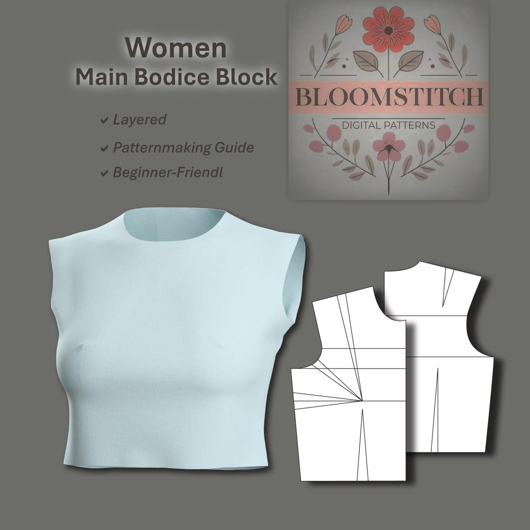 Foundation Bodice Sloper PDF Pattern | Block With Ease for Accurate Fit ...