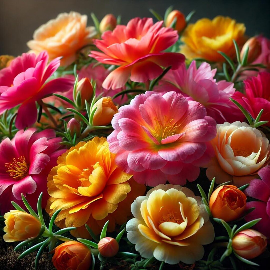 KIRA SEEDS - Seeds Moss Rose Mix - Portulaca 1500 Seeds - Annual ...