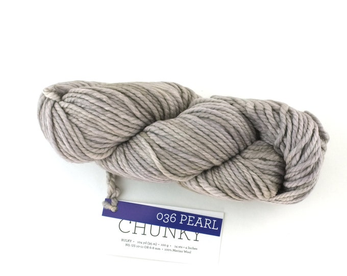 Malabrigo Chunky in Color Pearl, Bulky Weight Merino Wool Knitting Yarn ...