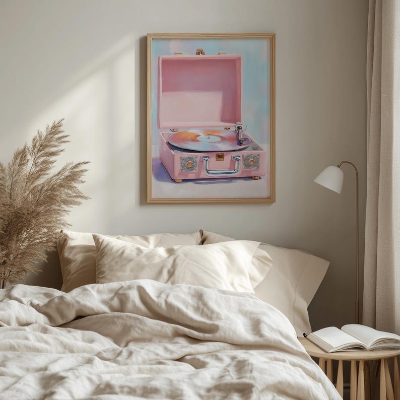 Retro Pastel Record Player Printable Art - Vintage-inspired Marbled ...