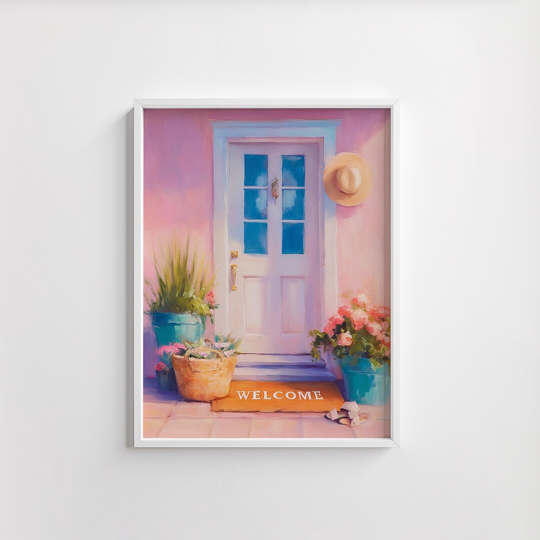 Cozy Cottagecore Entryway Print - Vintage Farmhouse Porch With Welcome ...
