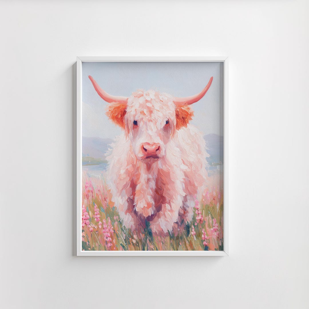Highland Cow Printable Wall Art - Pastel Farmhouse Decor, Soft ...