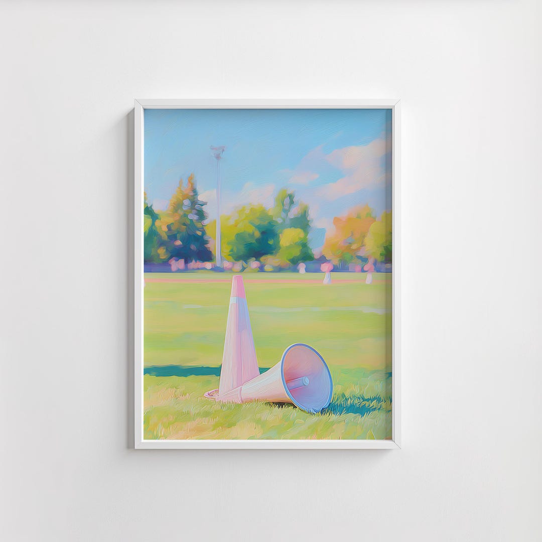 Printable Cheerleading Practice Field Scene - Pastel Sporty Wall Art ...