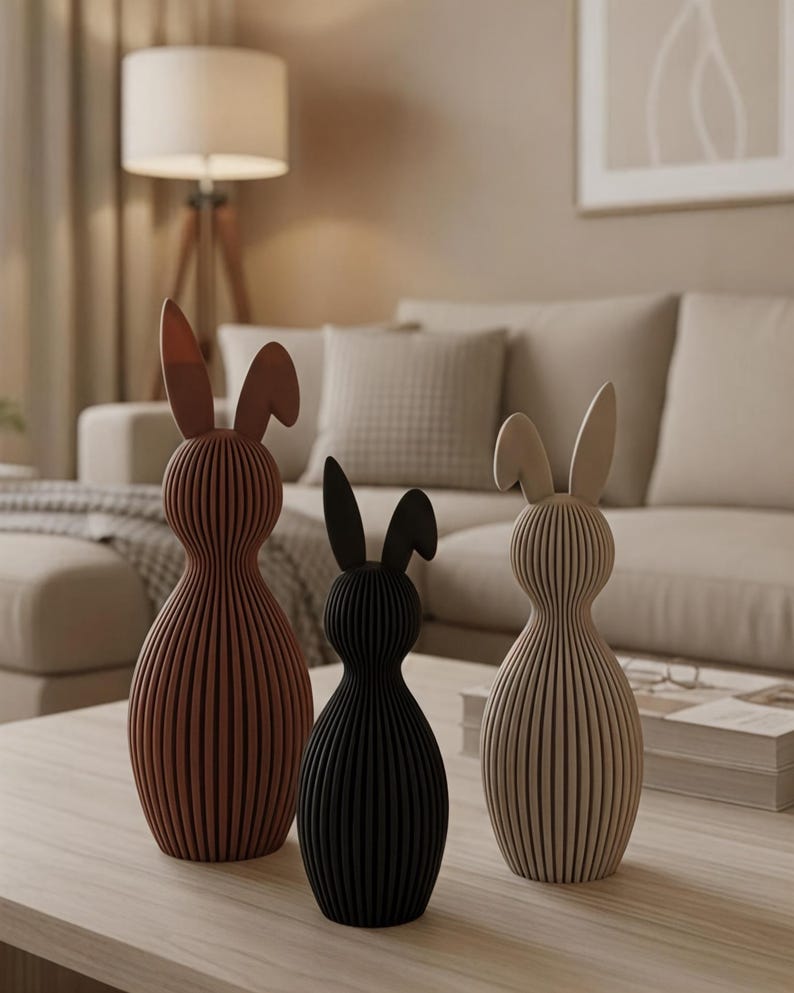 Modern Easter Bunny Figurine, Minimalist Folded Ear Table Decoration ...