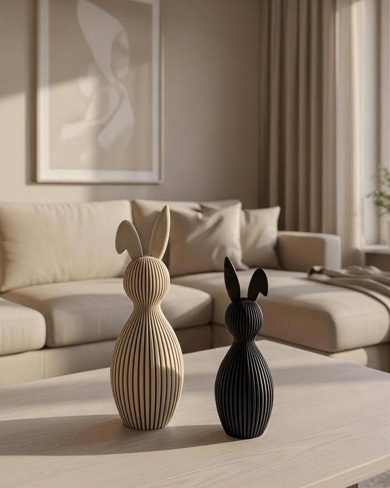 Modern Easter Bunny Figurine, Minimalist Folded Ear Table Decoration ...