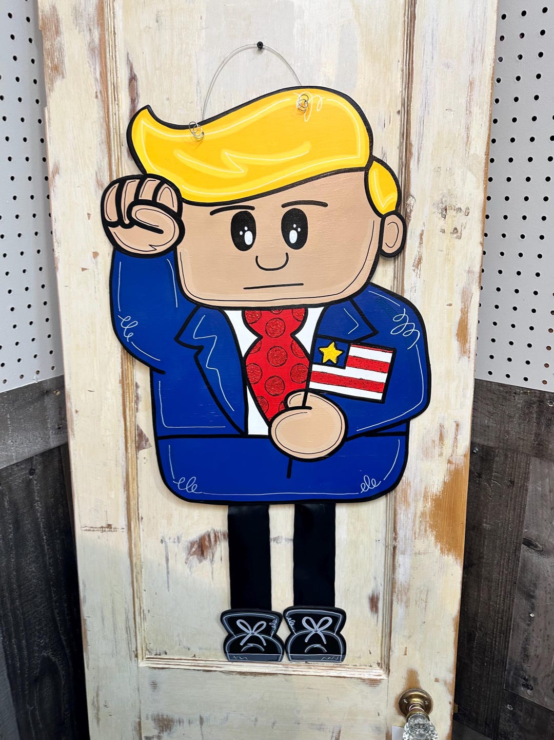 President Donald Trump Door Hanger With Ribbon Legs – Patriotic Sign ...