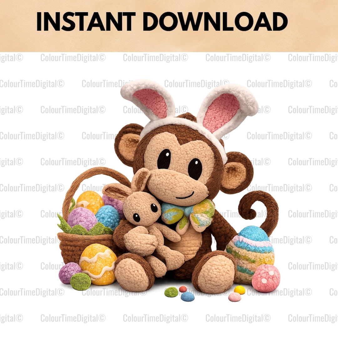 Quirky Easter Monkey PNG | Cute Monkey Pngs | Easter MONKEY & Egg ...