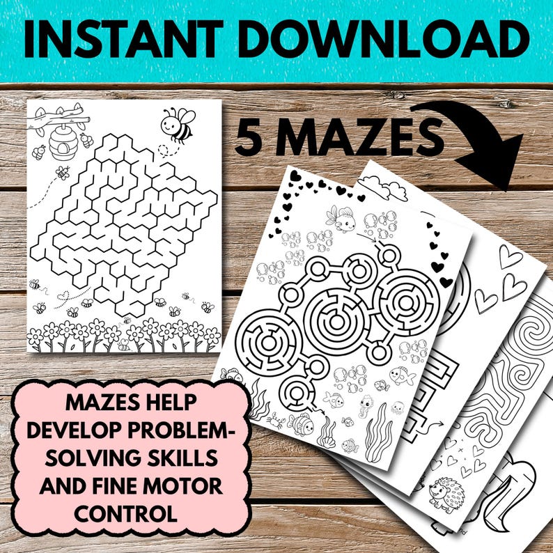 Preschool Maze Worksheets + Doodle Coloring Page | Printable Kids ...