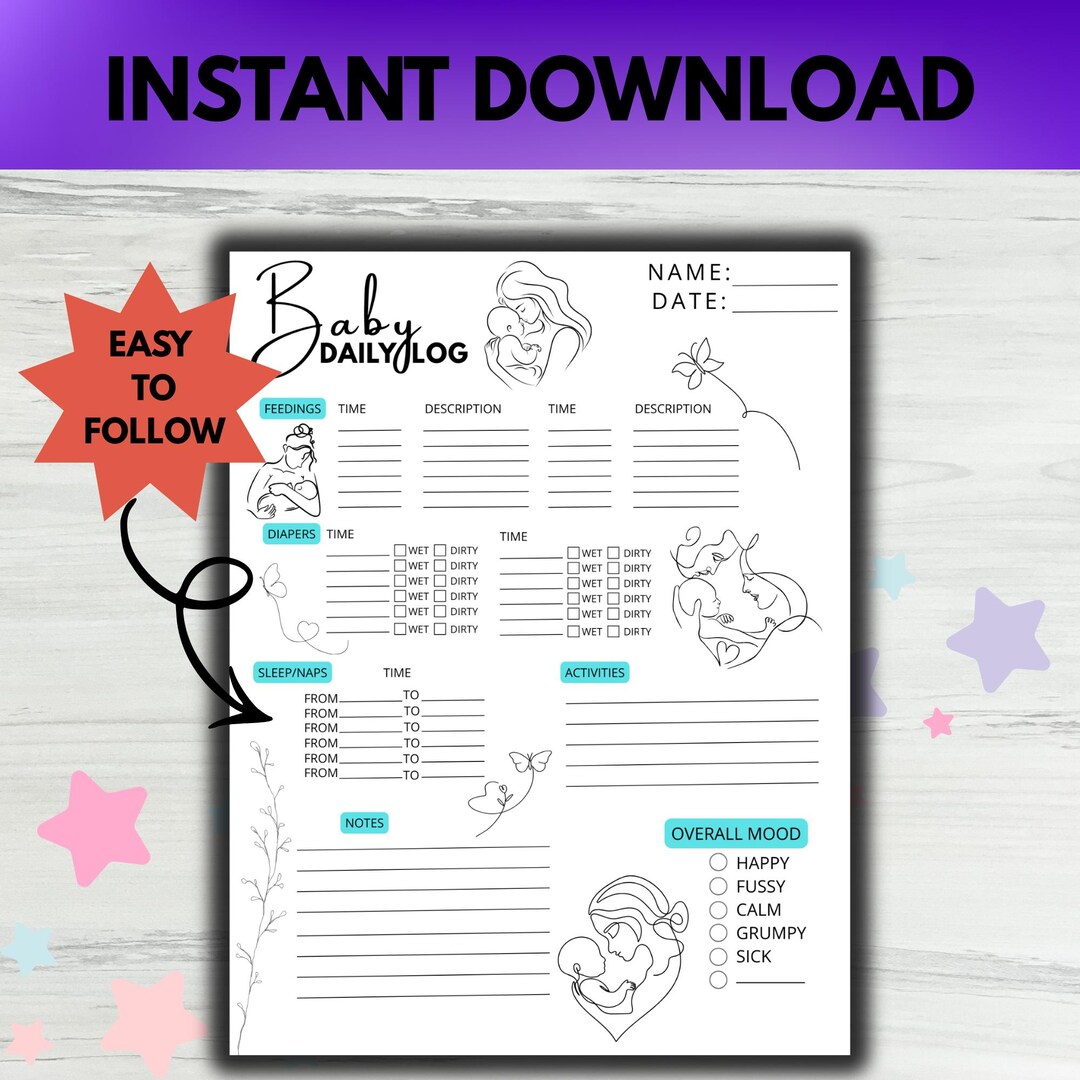 Newborn Daily Log Printable | Infant Care Tracker (digital Download) - Etsy