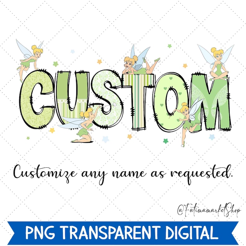 Custom Name Disney Tinker Bell Png, Disneyworld Tinkerbell 1953 ...