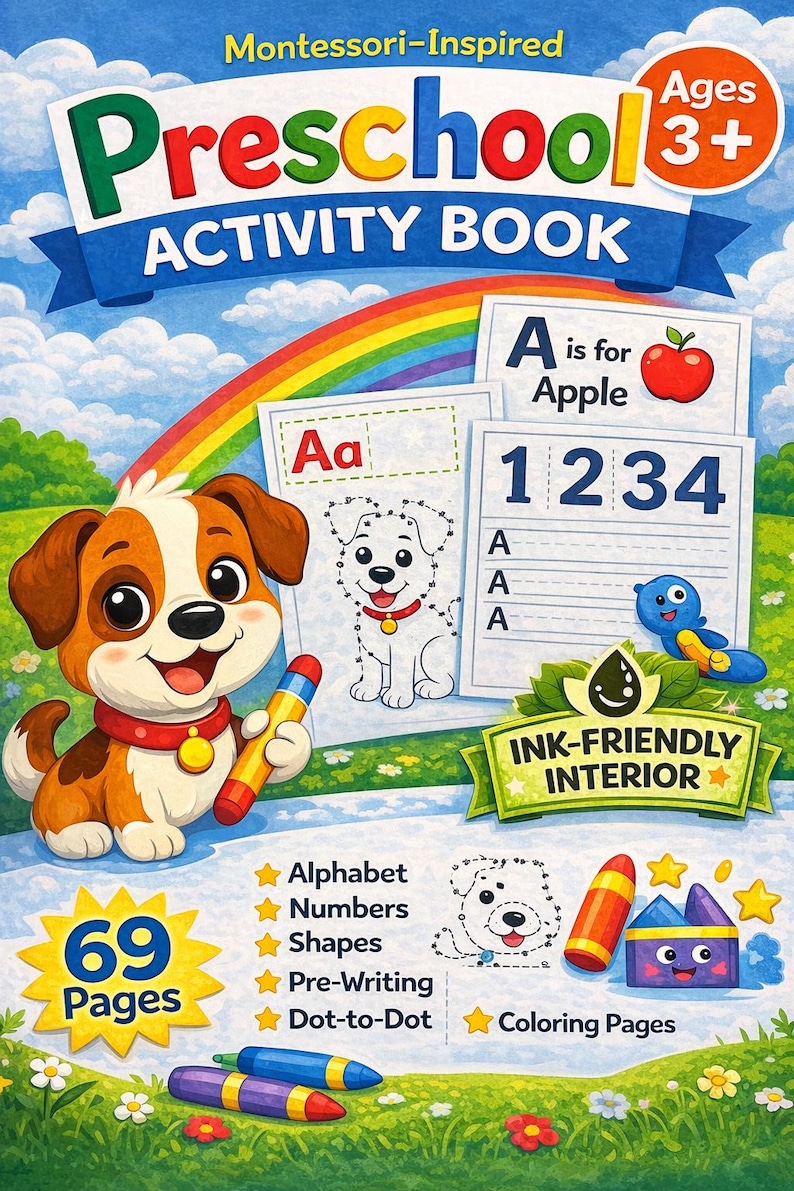Montessori Preschool Activity Book | Ages 3 +, Alphabet, Numbers ...