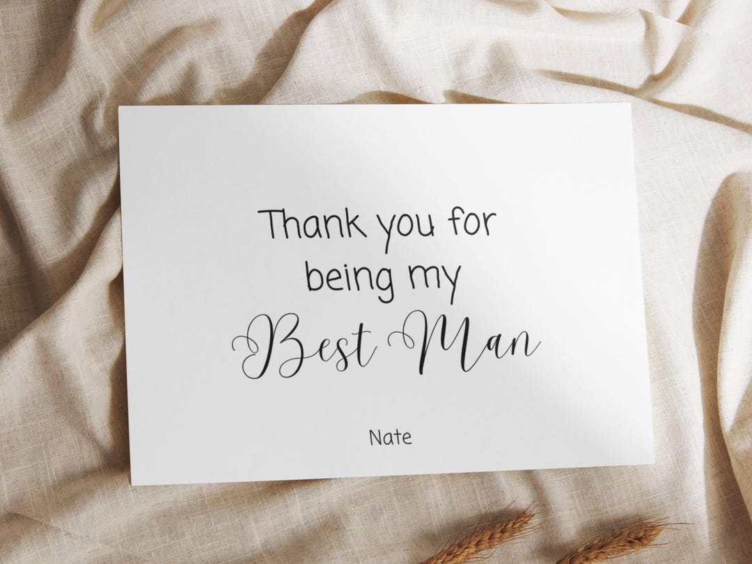 Personalized Best Man Thank You Cards for Wedding With Envelope and ...