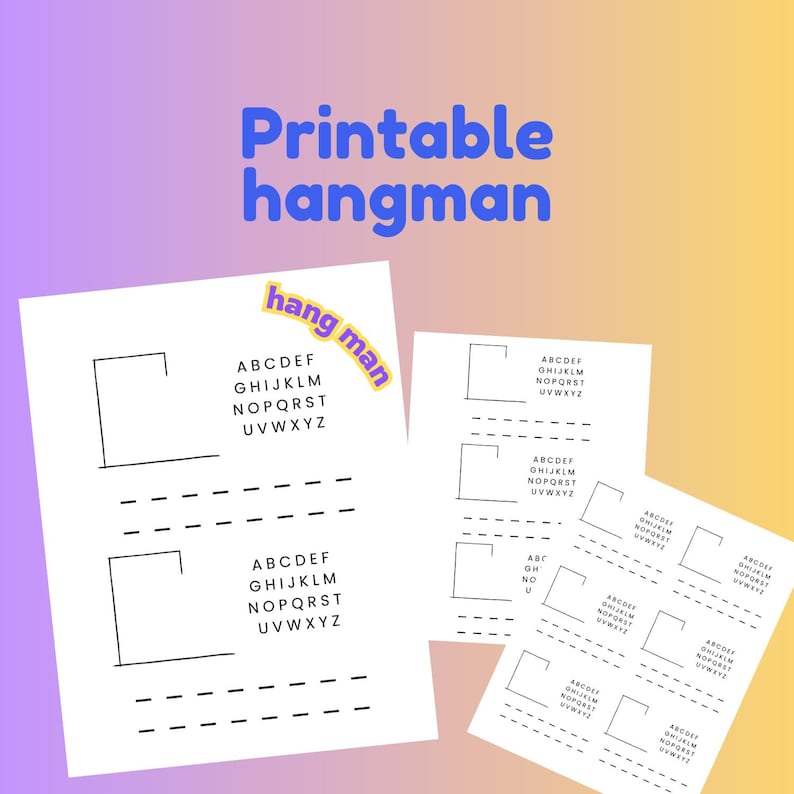 Hangman Printable Game for Kids – Instant Download – Screen-free Word ...