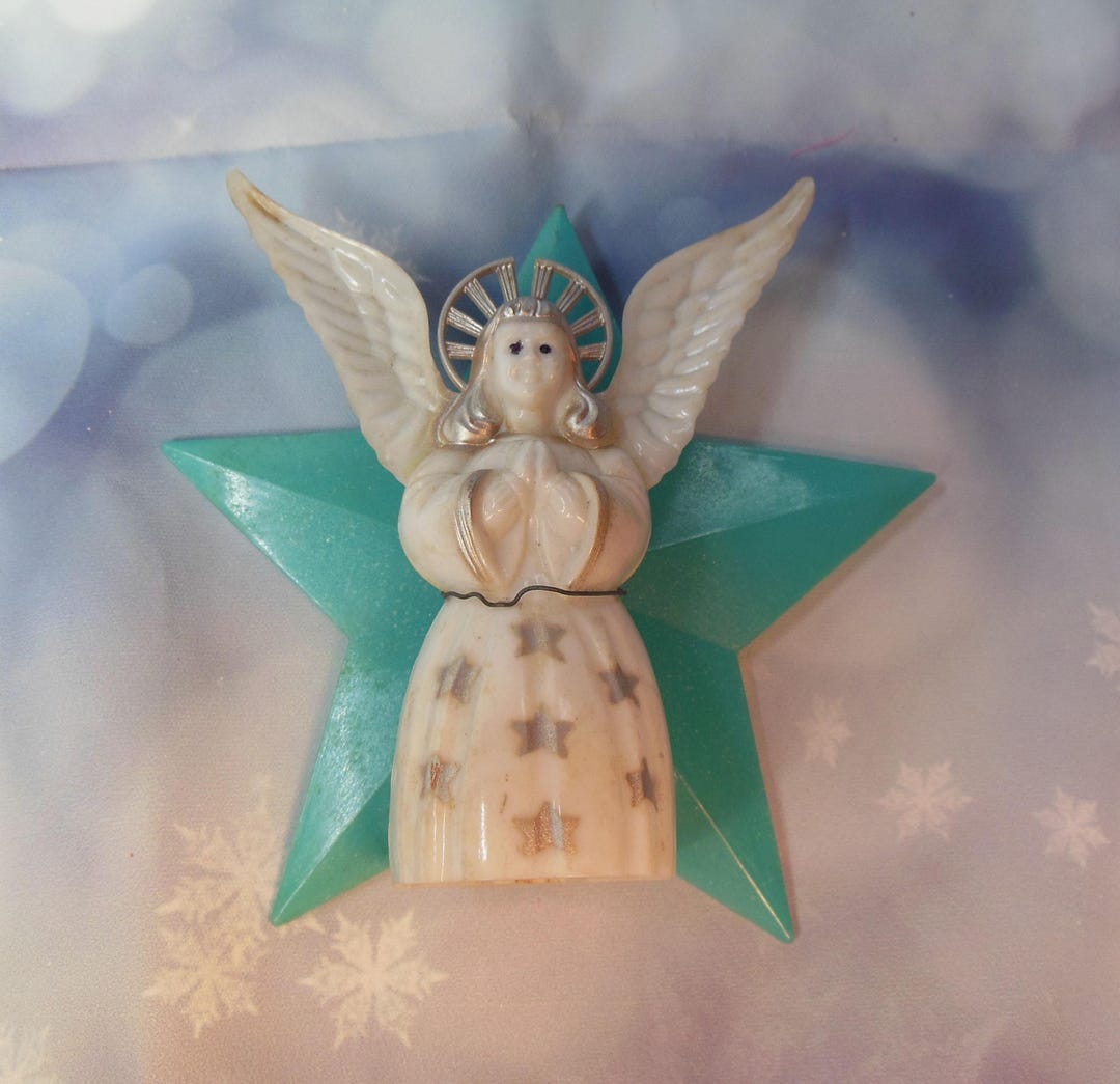 Vintage Angel With Blue Star Tree Topper Miniature Tree Topper - Etsy