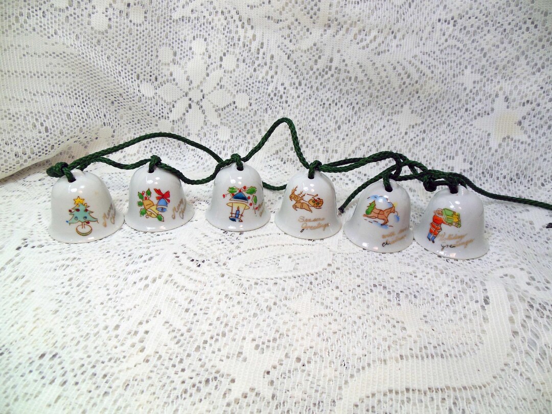 6 Miniature Bells on Cord Japan Christmas Bells - Etsy