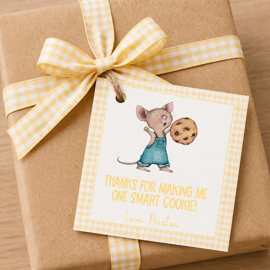 Teacher Appreciation Week Gift Tag Yellow Gingham Mouse - Etsy