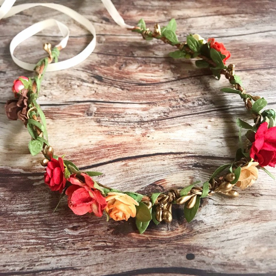 Floral Crown, Festival Crown, Boho Crown, Bridal Fall Headpiece, Flower ...
