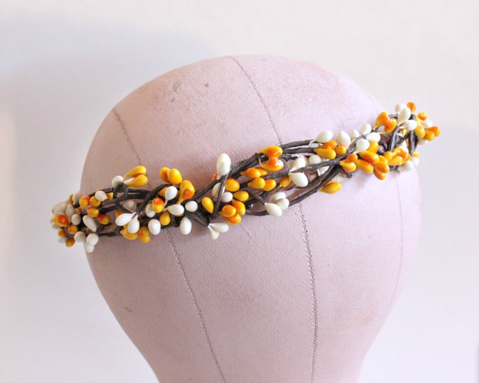 Yellow Twig Floral Crown. Boho Bride. Woodland. Rustic Crown | Etsy