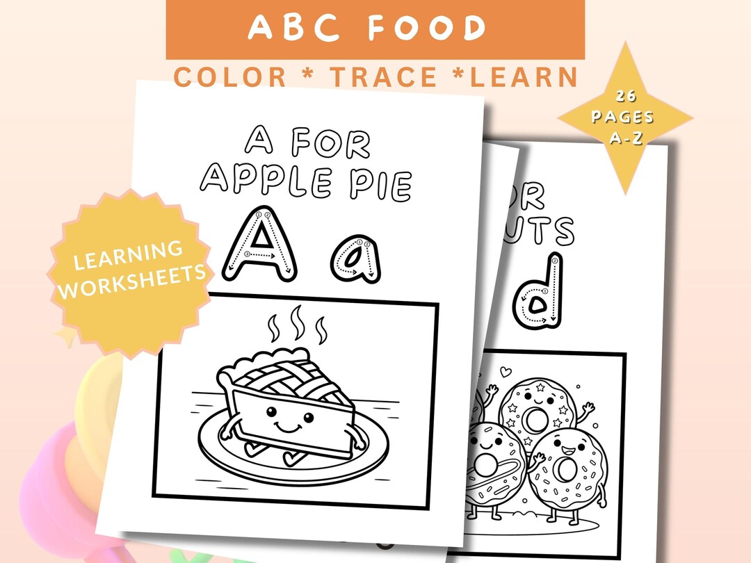 ABC Food Coloring Pages for Kids | Alphabet A–Z | Printable Letter ...