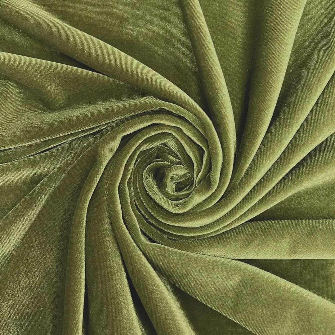 Light Olive Stretch Velvet Fabric: 60'' Wide, Sewing, Apparel, Costume ...