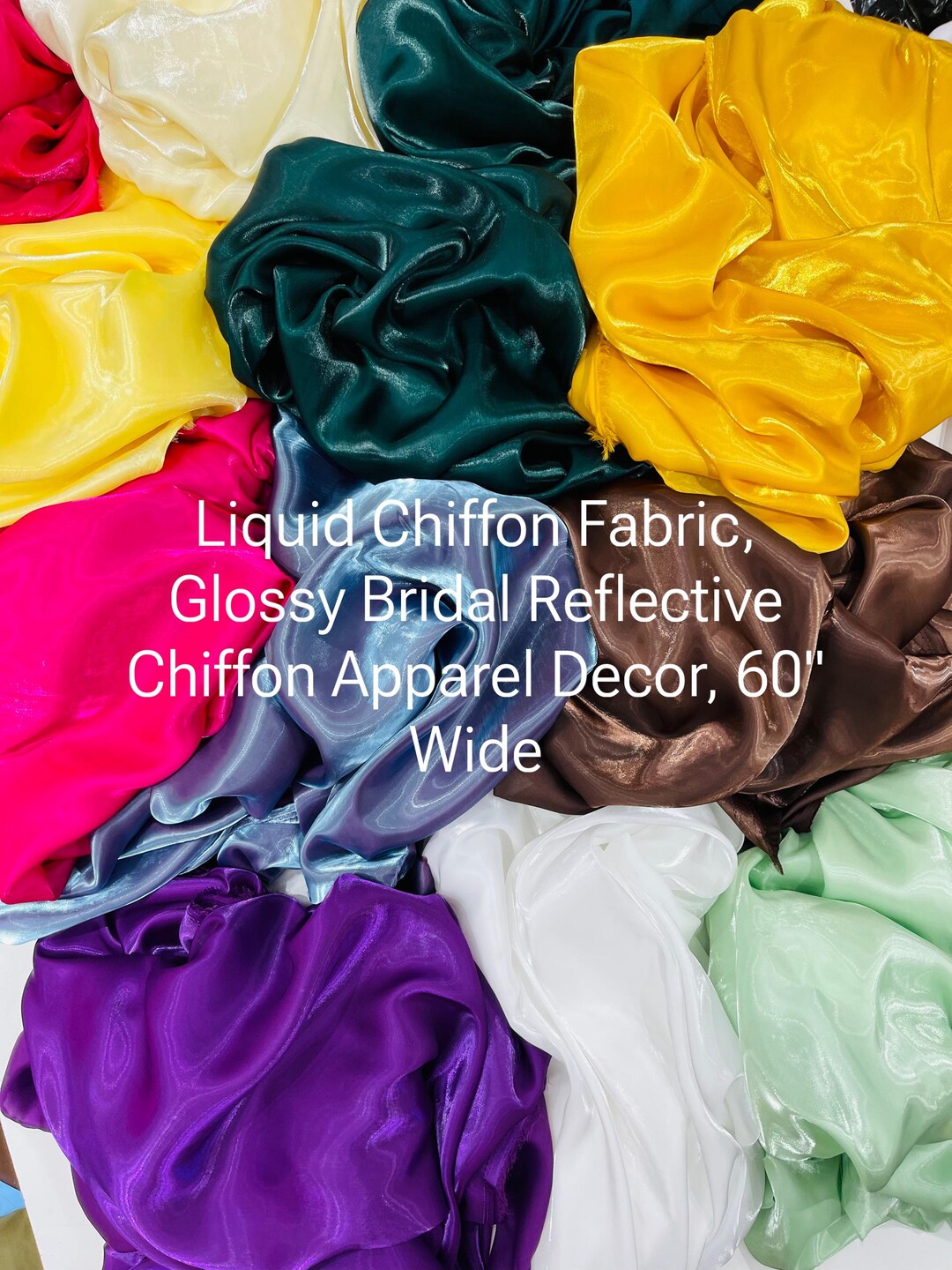 Liquid Chiffon Fabric by the Yard: Glossy Bridal Reflective Chiffon ...