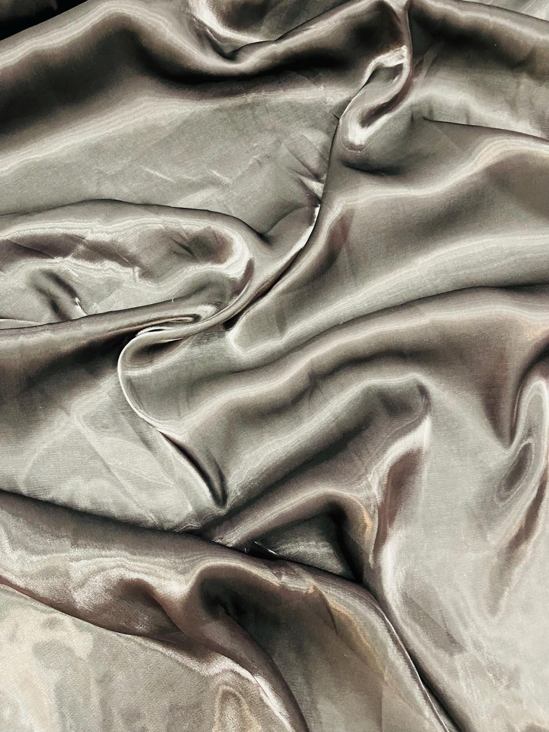 Black Liquid Chiffon Fabric by the Yard: Glossy Bridal Reflective ...
