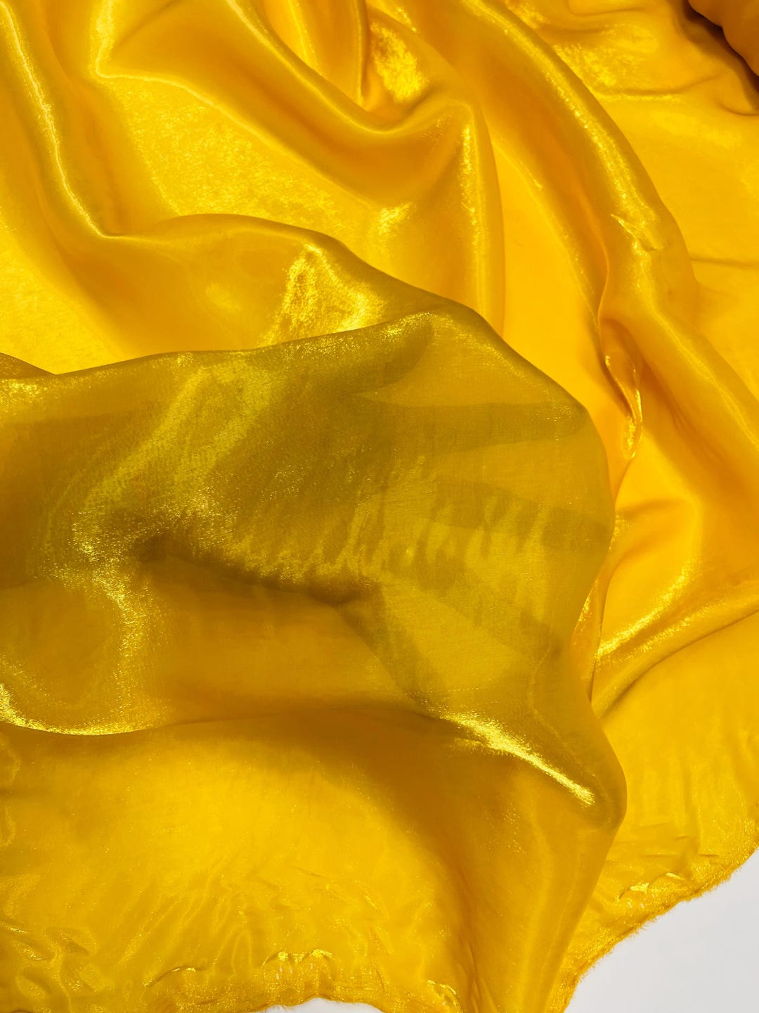 Yellow Liquid Chiffon Fabric by the Yard: Glossy Bridal Reflective ...