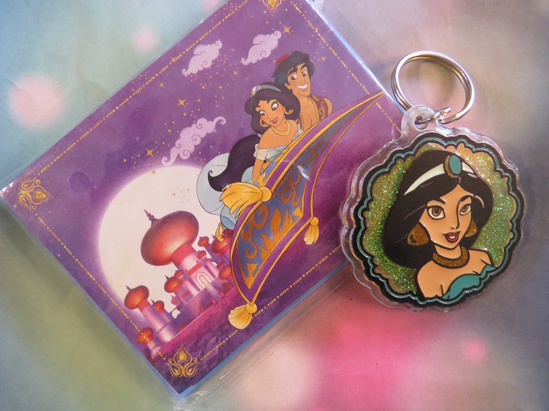 1990s Disney Brabo Large Plastic Keychain Jasmine / Vintage Disney ...