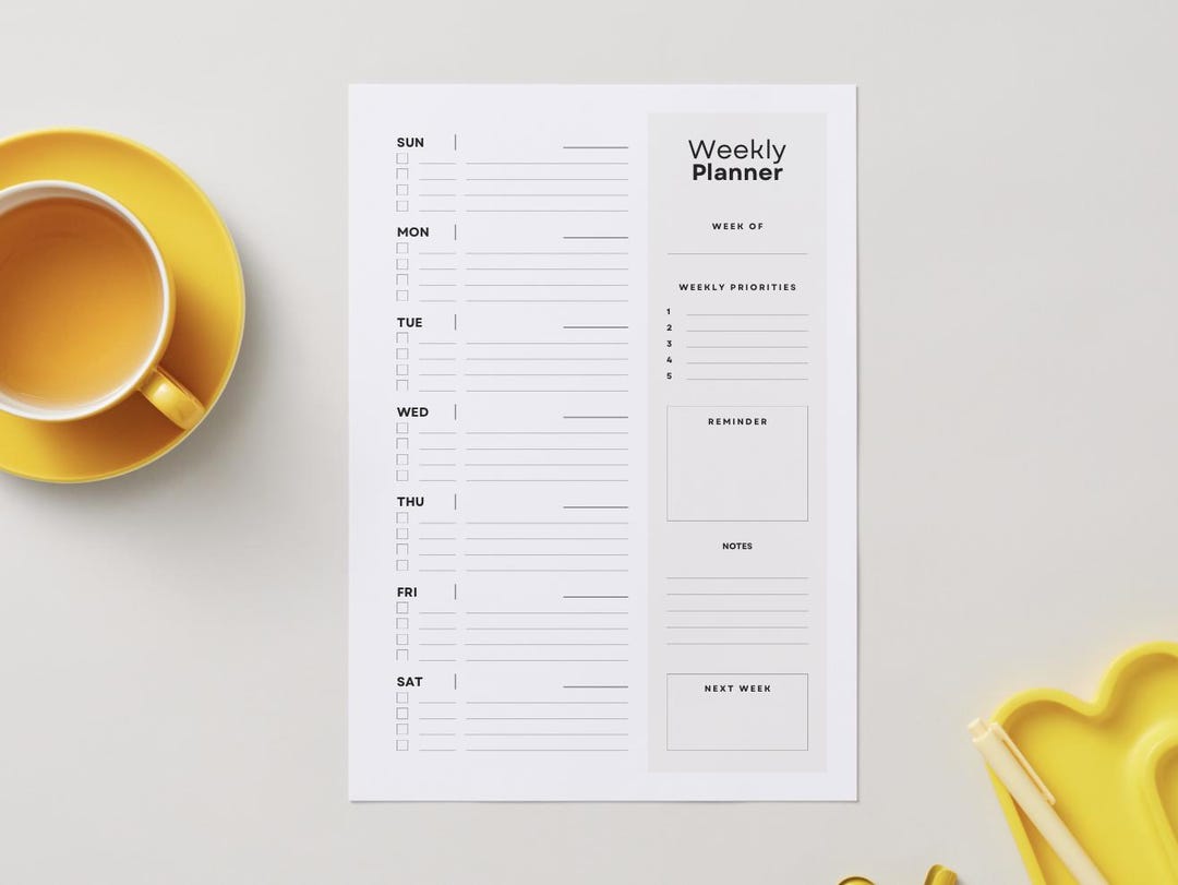Minimal Weekly Planner Printable | Modern Productivity Digital Download ...