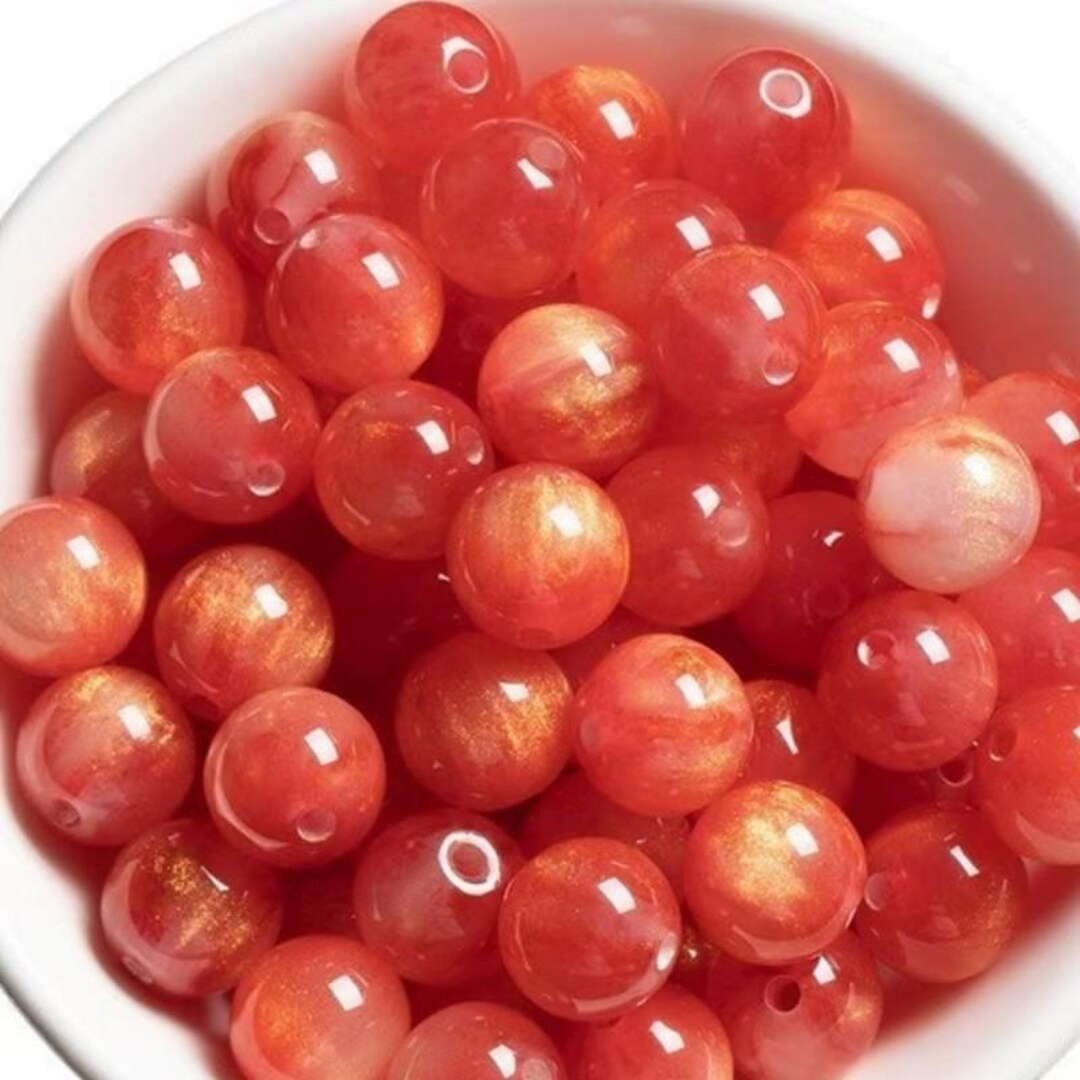 Red Galaxy Resin Beads With Gold Glitter Flow,6mm Round Starry Night ...