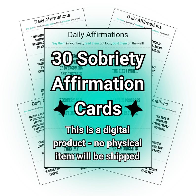 30 Sobriety Affirmation Cards, Recovery Motivation (digital Download ...