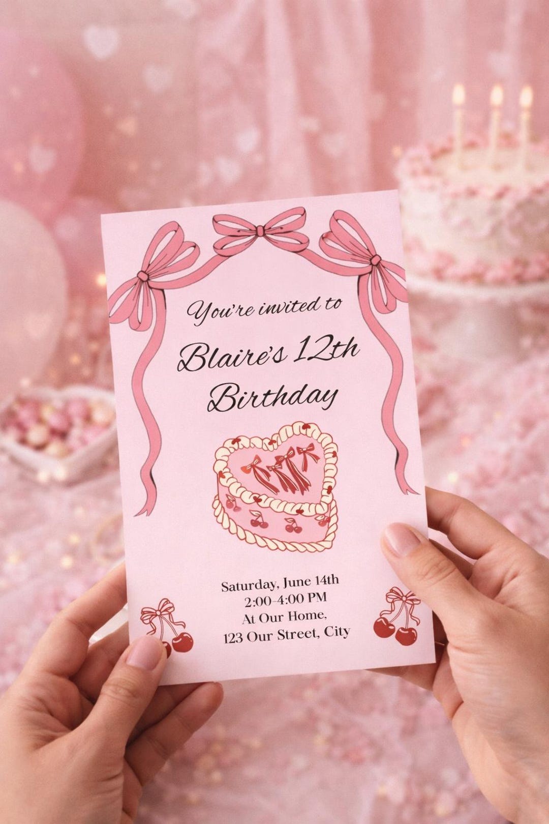 Tween Girl Birthday Party Editable Canva Invitation - Etsy