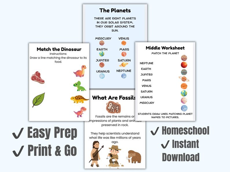 Dinosaur Space Unit Study Bundle, Solar System Worksheets, Homeschool ...
