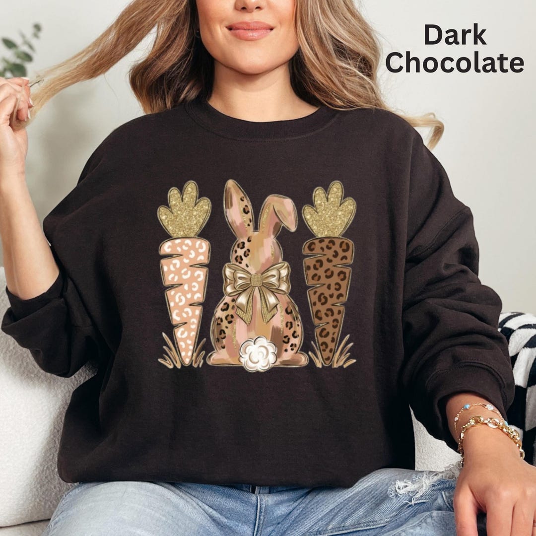 Retro Leopard Easter Bunny Sweatshirt, Cheetah Print Easter Bunny Tee ...