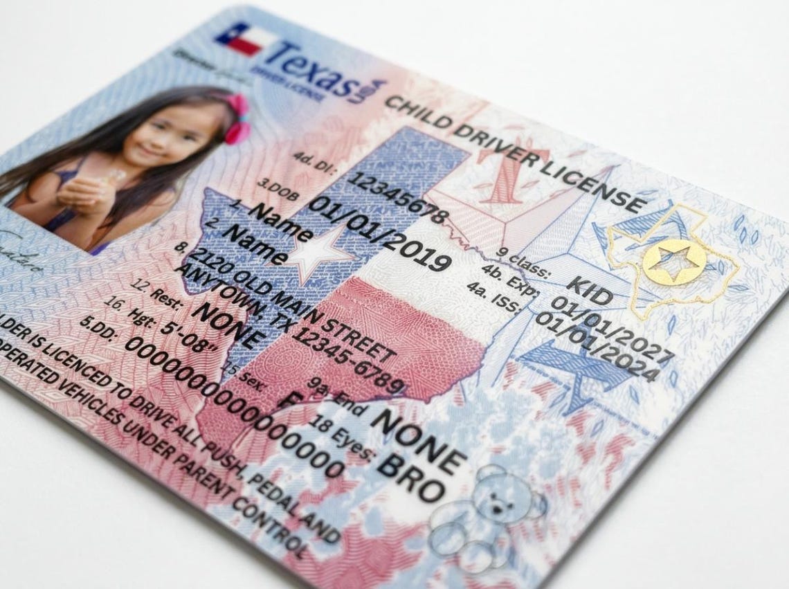 Pretend Play Usa Child Driver License, Texas Driving Licence Template ...
