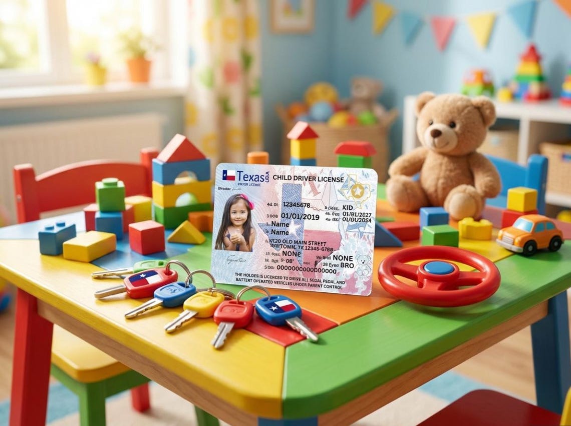 Pretend Play Usa Child Driver License, Texas Driving Licence Template ...