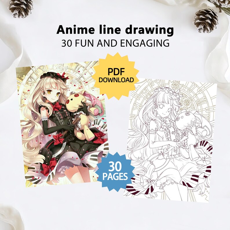 Anime Drawing Practice Workbook | 30 Pages Line Art Tracing (digital ...