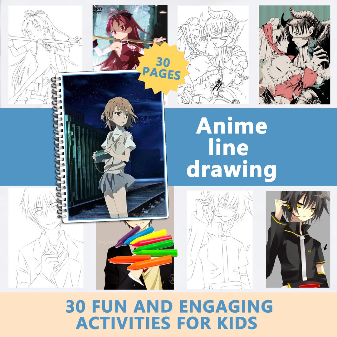 Anime Line Art Tracing Practice PDF | 30 Pages Anime Drawing Workbook ...