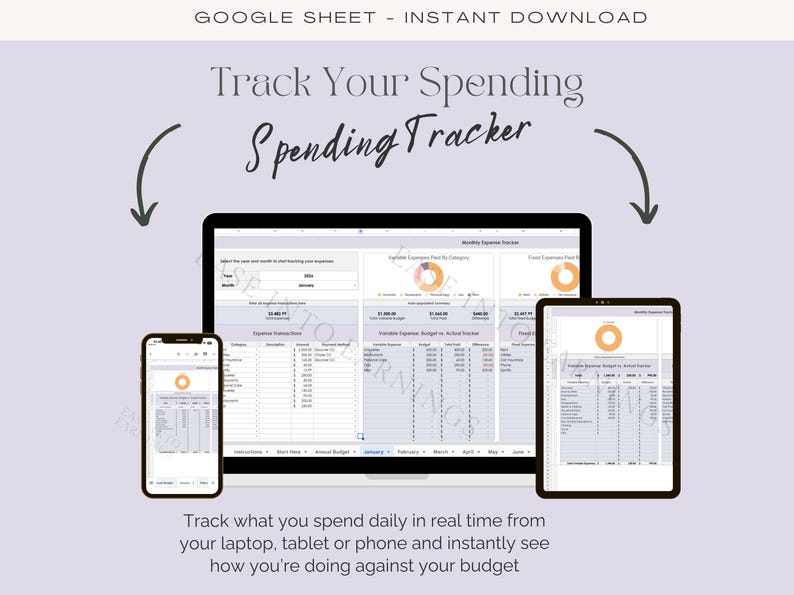 Simple Budget Template | Monthly Expense Tracker, Annual Financial ...