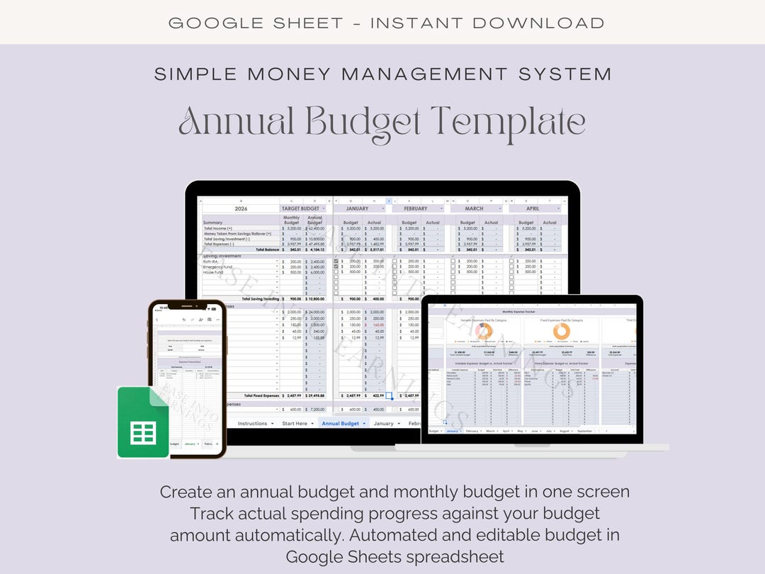 Simple Budget Template | Monthly Expense Tracker, Annual Financial ...