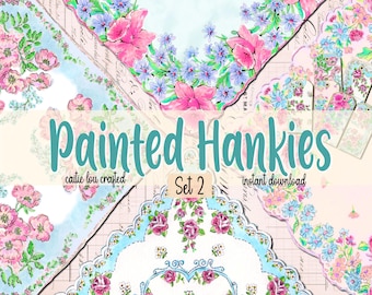 Hand Painted Hankies Set 1. Printable Hanky Designs . Pockets . Tags ...