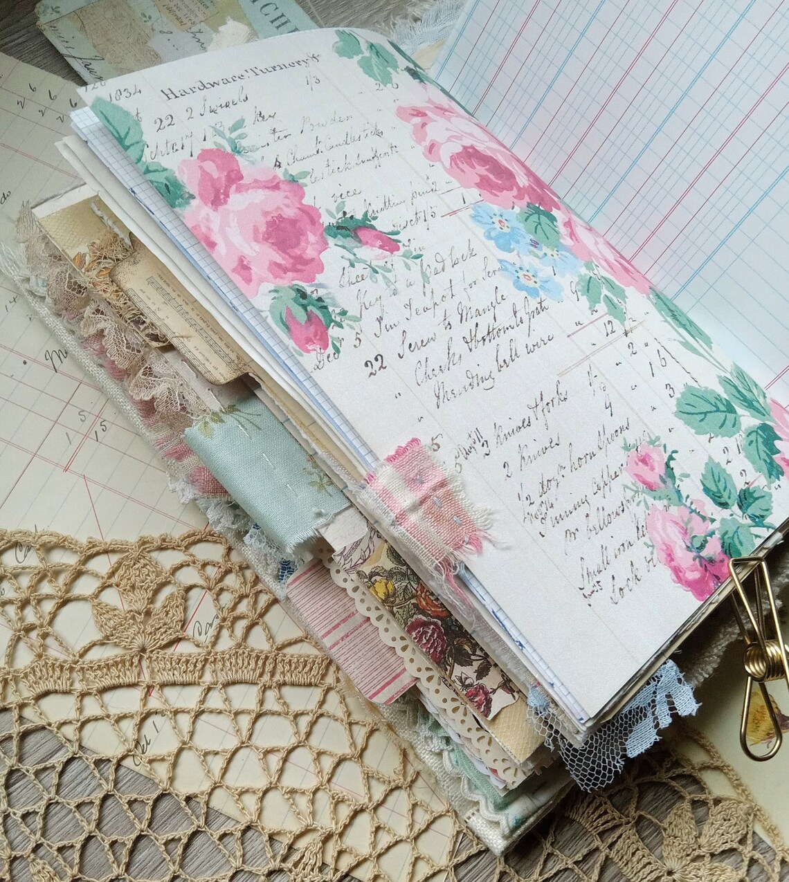 Rosalyn 100% Hand-stitched Handmade Floral Keepsake Journal W/ Vintage ...