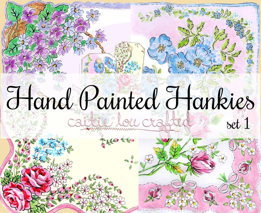 Hand Painted Hankies Set 1. Printable Hanky Designs . Pockets - Etsy