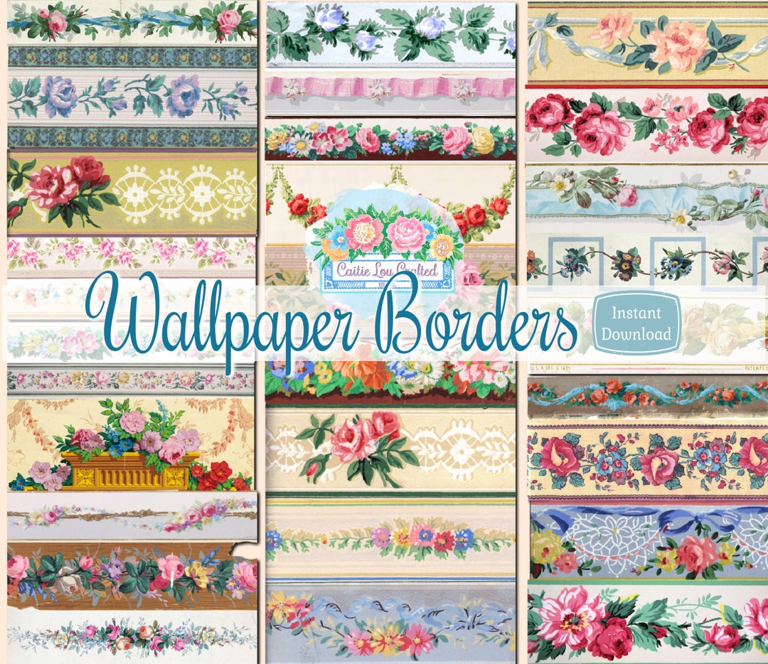 Wallpaper Borders - Six Pages Floral Vintage Printable Junk Journal ...