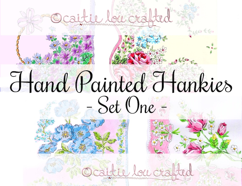 Hand Painted Hankies Set 1. Printable Hanky Designs . Pockets - Etsy