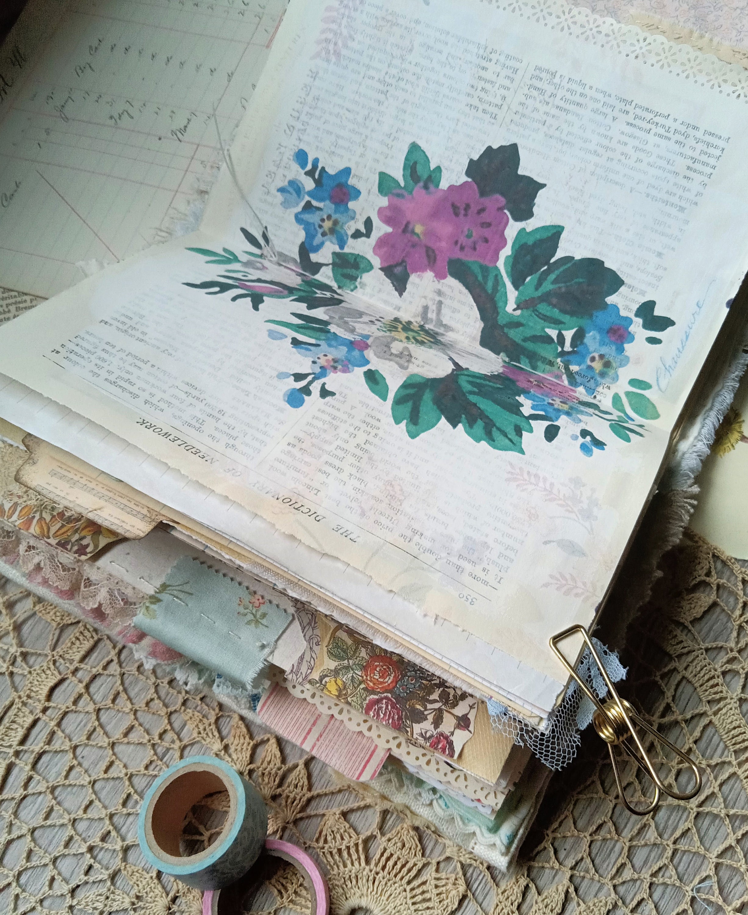 Rosalyn 100% Hand-stitched Handmade Floral Keepsake Journal W/ Vintage ...