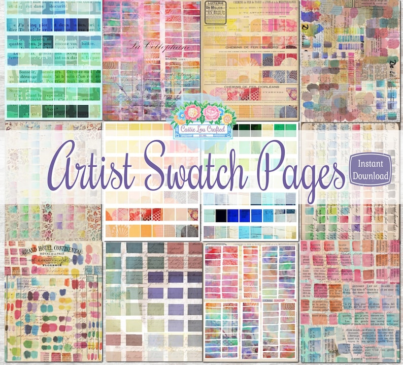 Artist Swatch Pages: Vintage Textures Digital Kit (digital Download) - Etsy