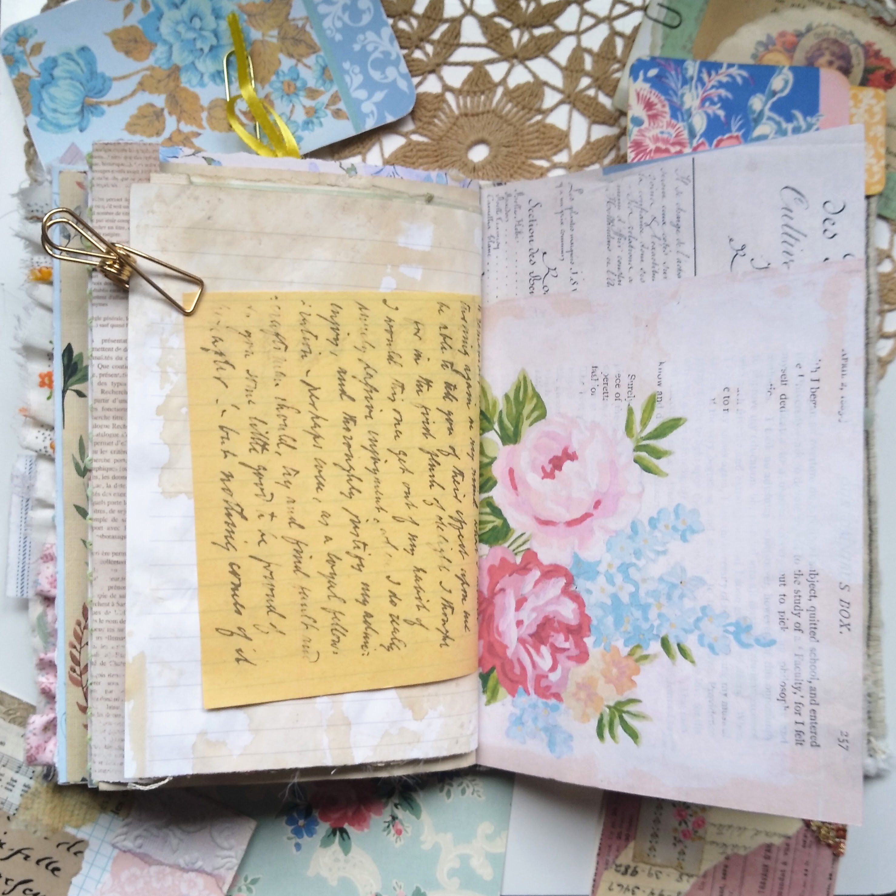 Gemma Handmade Hand Stitched OOAK Fabric Floral Vintage Cross Stitch Journal, Patchwork Textiles ...